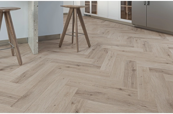 Deluxe Light Brown Herringbone Click Vinyl