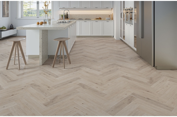 Deluxe Light Brown Herringbone Click Vinyl